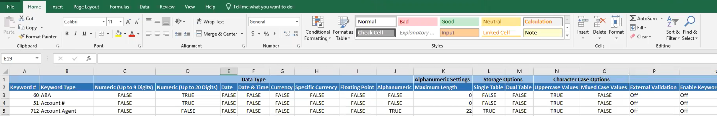 Read Keyword Type Settings